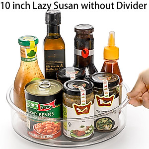 TOPZEA 2 Pack Divided Lazy Susan Turntable, 12 Inch Divided Spinning Storage Container Kitchen Organizer for Cabinets, Pantry, Countertops, Fridge, Bathroom, 4 Compartments, Clear