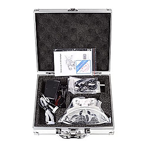 SuperElight 3.5X 420mm Working Distance Surgical Binocular Loupes Optical Glass with LED Head Light Lamp+Aluminum Box Silver