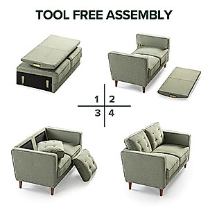 ZINUS Lauren Loveseat / Button Tufted Cushions / Easy, Tool-Free Assembly, Pear Green