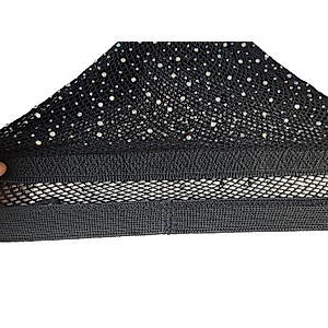 LUCKELF Sexy High Waist Tights Sparkle Rhinestone Fishnets Party Rhinestone Mesh Stockings (Free Size, Black/Rhinestone)