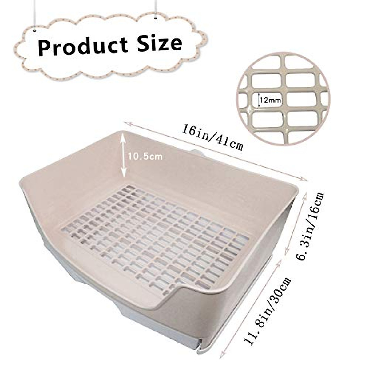 PINVNBY Large Rabbit Litter Box Corner Toilet Box Bigger Pan Pet Potty Trainer with Drawer for Adult Bunny Guinea Pig Chinchilla Ferret Galesaur Hedgehog Small Animals(Brown)