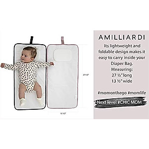 Portable Diaper Changing Pad Stylish & Chic by AMILLIARDI for Travel w/Baby, Infant & Newborn, Changing Mat Portable (Grey)