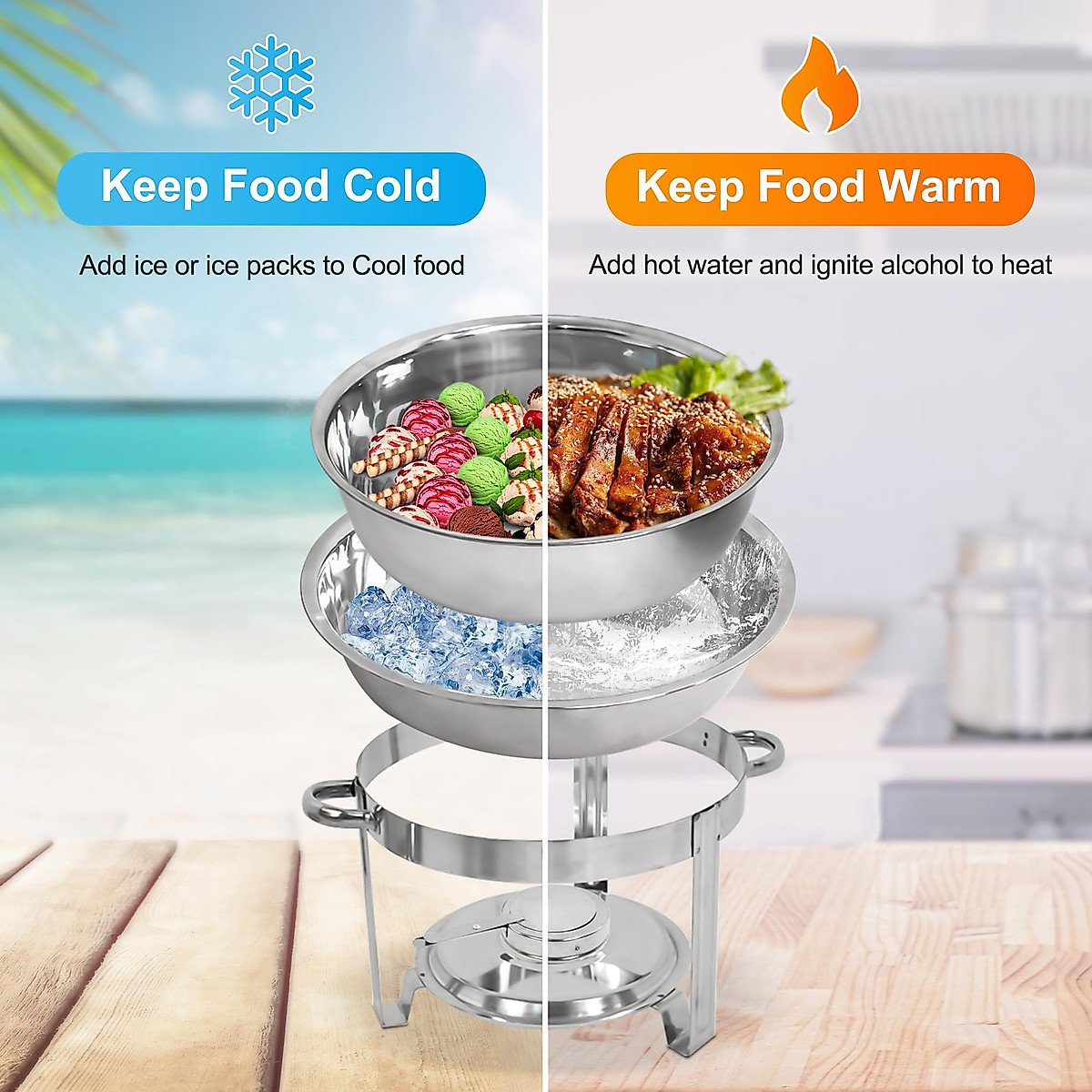 Nova Microdermabrasion Chafing Dish Buffet Set of 4, 5QT Stainless Steel Chafing Dishes for Buffet Food Warmer for Parties Catering Event with Food Water Pan, Fuel Holder