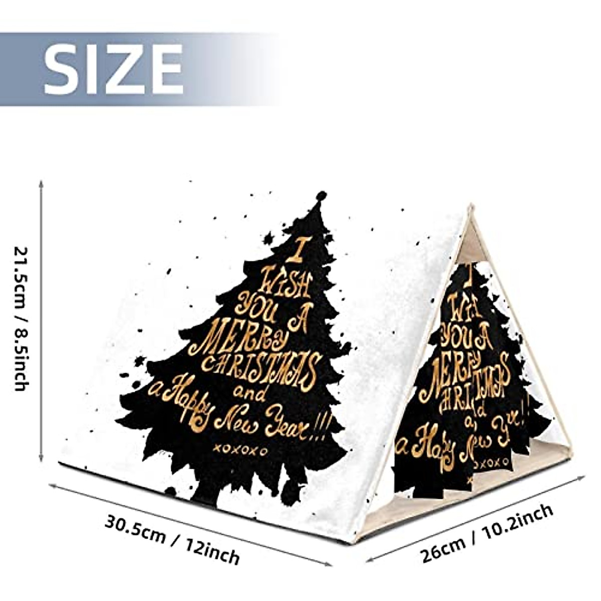 Y-DSIWX Guinea Pig Hideout Cozy Hamster House Cave for Bunny Chinchilla Hedgehog Small Animal Aesthetic Black Merry Chrismas Tree