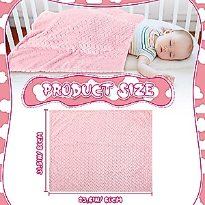 4 Pcs Baby Blanket Flannel, Cozy Throw Blanket for Newborn Infant Toddler Soft Warm Fleece Plush Sherpa Blanket Receiving Baby Blanket for Crib Stroller (Light Pink, 24 x 32 Inch)
