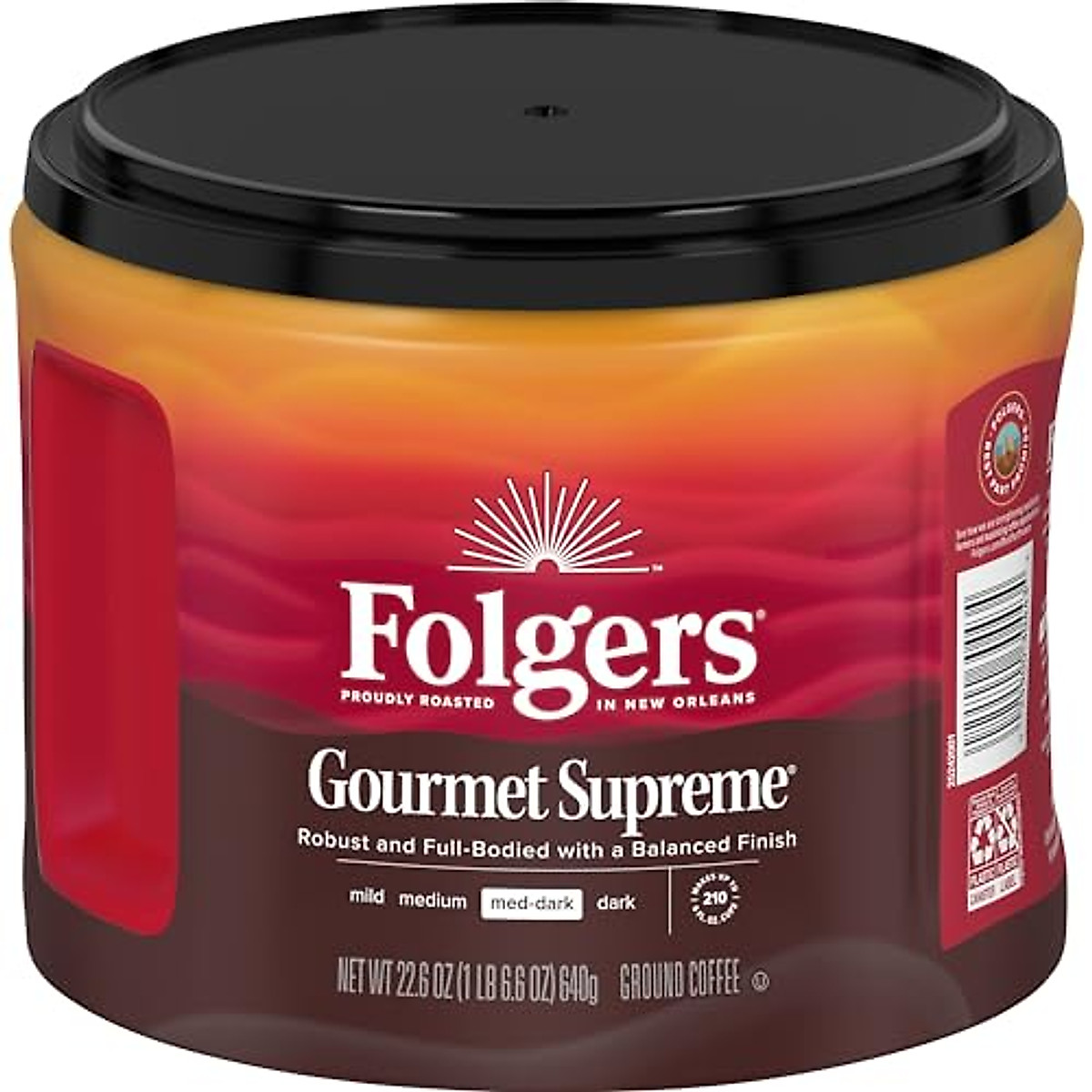 Folgers Gourmet Supreme Medium Dark Roast Ground Coffee, 22.6 Ounces (Pack of 6)