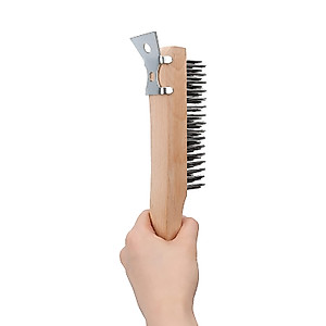 Amazon Basics Wire Scratch Brush with Scraper, Count of 2, Wood Natural Color, 10"L x 1.7"W