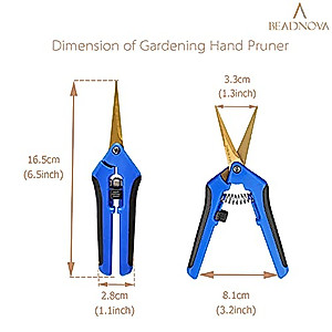 BEADNOVA Trimming Scissors Pruning Scissors Bud Trimming Scissors with Curved Precision Blades Weed Flower Bonsai Trimming Shears for Plant Garden Floral (Blue, 2 pcs)