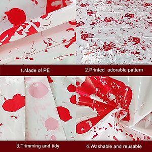 KatchOn, Bloody Table Cloth Halloween - Pack of 3, Large 54x72 Inch | Halloween Tablecloth Plastic, Zombie Red Bloody Handprint Tablecloth | Halloween Table Cover for Halloween Table Decorations