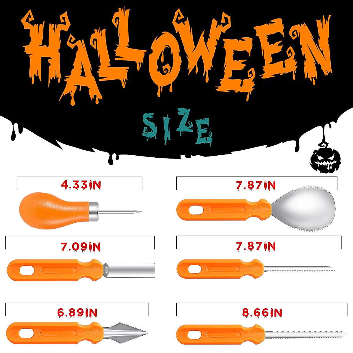 Dolirapa Mural Wall Art Pumpkin Carving Kit with Pack - 6 PCS Professional Carving Tools Jack O Lantern Party Stainless Steel Pumpkin Knife Cutting Tool Set,With Thick Handbag