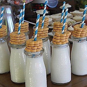 Paper Straws - Blue White - Stripe Chevron Polka Dot - 7.75 Inches - 100 Pack - Outside the Box Papers Brand