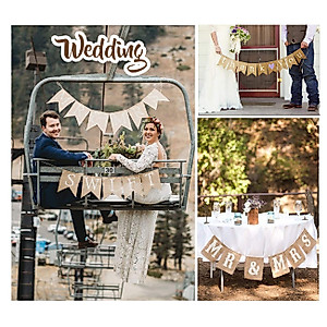 34Pcs Burlap Banner Adjustable Flags DIY Banners for Baby Shower, Party, Wedding and Birthday, 5 x 7 inch