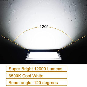 ZHMA 2 Pack 150W Led Flood Lights Outdoor, 12000LM Super Bright Work Light, IP66 Waterproof, 6500K Daylight White, Outdoor FloodLights for Backyard,Playground,Basketball Court