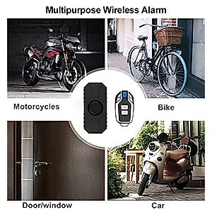113dB Bike Alarm Wireless Vibration Motion Sensor Waterproof Bicycle Motorcycle Anti-Theft Alarm with Remote Control (with Remote 1 Pack)