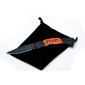 Generic Dad Engraved Rosewood Black Steel 7 Inch Folding Pocket Knife w/ 3 in. Locking Blade (Dad)