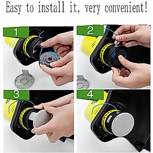 AC14RL3A String Trimmer Replacement Spool Line, 0.065" Autofeed Replacement Spools for Ryobi 18V, 24V, and 40V Cordless Trimmers,for ryobi 0.065 Trimmer line(9 Spool, 2 Cap)