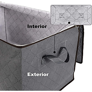 SGHUO 4 Pack Blanket Storage Bags with Zipper, Foldable Comforter Bag, Large Organizers for Blankets, Pillow, Quilts, Linen, Containers Thick Fabric, Sturdy Grey, 90L