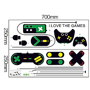 Amaonm Removable Creative Game Controllers Vinyl Wall Decal Peel & Stick Art Decor Games Wall Stickers for Kids Children Boy Bedroom Playroom Nursery Walls Background Decoration (31"h x 55"w)