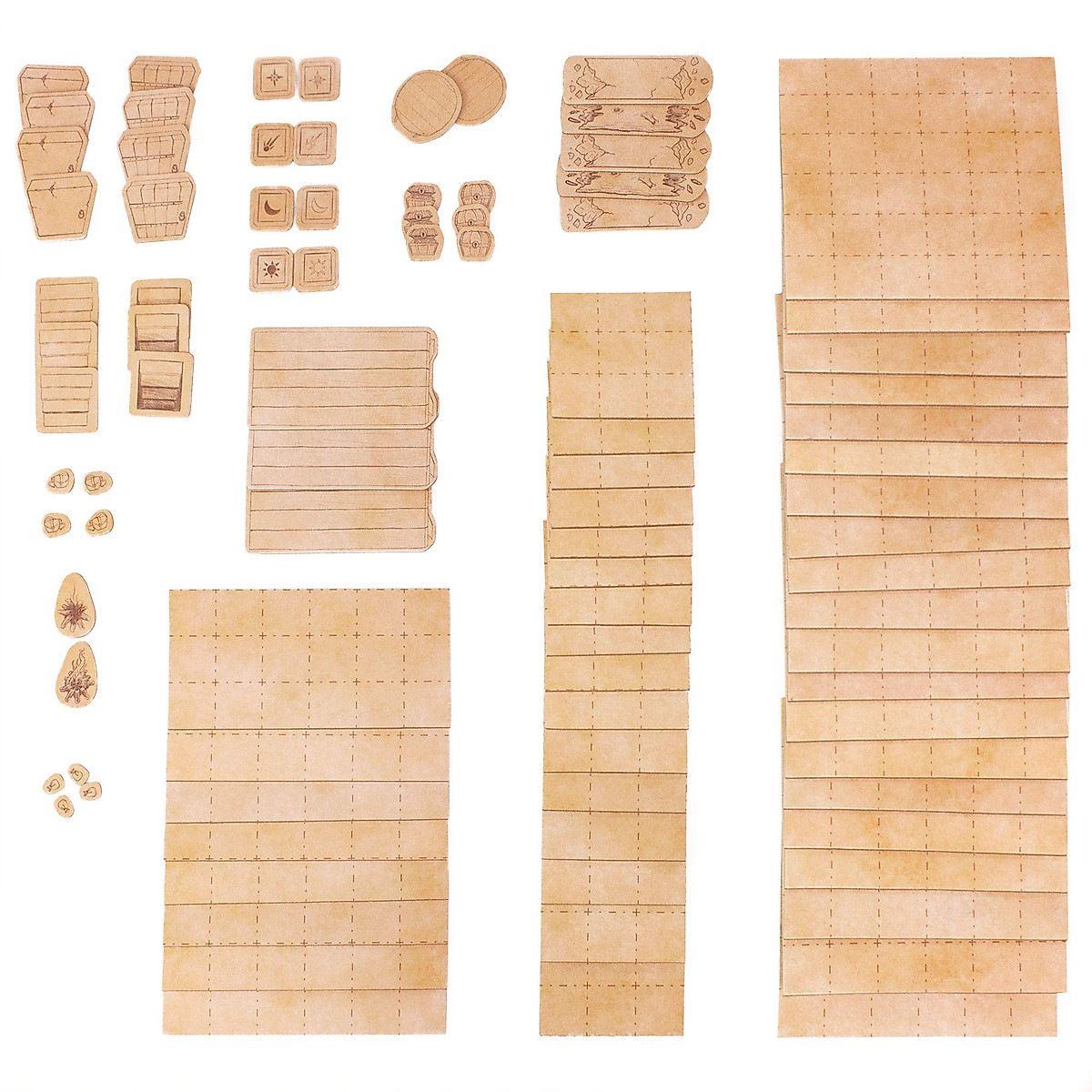 Stratagem The Master's Atlas Grid Tiles-Reversible Dry Wet Erase Battle Map for 3D DND-RPG Tabletop RPG Scenery-Dungeons Dragons Pathfinder- Tabletop Grid| Blank/Parchment - 44 Tiles & 48 Tokens