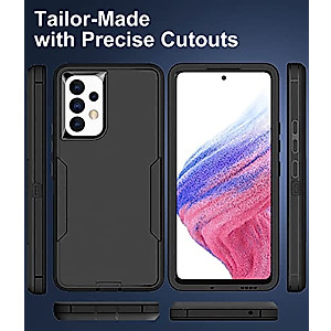 Dahkoiz for Samsung Galaxy A53 5G Case, with Tempered Glass Screen Protector and Dust-Proof Port Cover, Full Body Protection Durable Rubber Phone Case for Samsung Galaxy A53 5G UW, Black