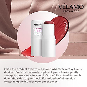 VELAMO ADVANCED Multifunctional Lip & Cheek Makeup Sticks for Mature Skin - Revitalizing Beauty, Age-Defying Charm - Cream Blush Stick for Radiant Cheeks & Luscious Lips
