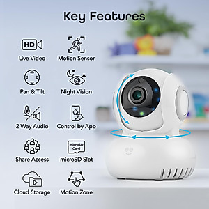 Geeni Sentinel 1080p Wireless Indoor Surveillance Camera – Smart Motion Detection, Night Vision, and Two-Way Audio | Alexa & Google Assistant Compatible Security Camera