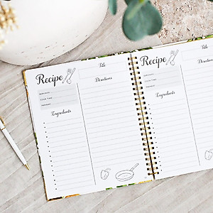 Recipe Book To Write In Your Own Recipes - Blank Family Cook Book Journal to Create Your Own DIY 100 Page Cookbook - Spiral Bound Recipe Organizer, Empty Recipe Notebook with Hardcover & Thick Paper