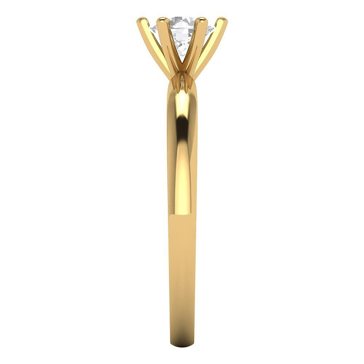 Clara Pucci 0.50 ct Round Cut Solitaire Moissanite Engagement Wedding Bridal Promise Anniversary Ring in 18K yellow Gold Size 3.5