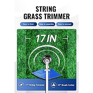 WILD BADGER POWER 26cc Weed Wacker Gas Powered, 3 in 1 String Trimmer/Edger 17'' with 10'' Brush Cutter,Rubber Handle & Shoulder Strap Included