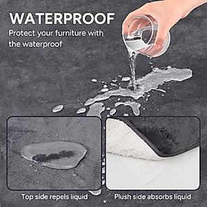 Walverdant Waterproof Dog Blanket for Large Dogs, Dog Bed Cover for Bed Couch Sofa, Liquid Pee Proof Pet Blanket Washable, Soft Reversible Sherpa Fleece Blanket Furniture Protector（Gray, 80"x 60"）