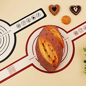 2pcs Silicone Baking Mat, Bread Baking Mat with Long Handles Reusable Silicone Sourdough Bread Sling Silicone Dutch Oven Liner Non-Stick Round Bread Baking Sheets Baking Mat for Dough Parchment Paper