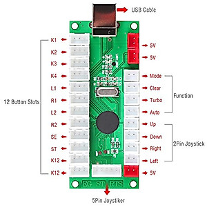 EG STARTS 2 Player Arcade DIY Kit Arcade Joystick + 16x LED Illuminated Arcade Buttons + 2 Player + Coin Buttons for Raspberry Pi 3B Model Project DIY Parts (Mixed Color Kits)