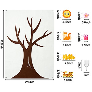 WATINC 149Pcs Seasonal Tree Felt Board Story Set Changeable Seasonal Tree Autumn Time Board Sun Maple Leaves Squirrel Hedgehog Hello Fall Ornaments Preschool Large Wall Storyboard for Home Classroom