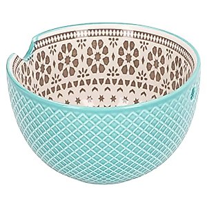 Ceramic Knitting Yarn Bowl Holder, Handmade Yarn Storage Bowl with Holes 6.1 X 3.7In DIY Crocheting Knitting Bowl Wool Holder for Crochet Knitting Gift for Moms and Grandmothers(Blue)
