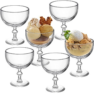Hiceeden 6 Pack Reusable Acrylic Dessert Cups, 11 Oz Unbreakable Clear Taster Ice Cream Cups, Footed Trifle Bowl for Party Snack, Sundae, Smoothie, Pudding, Cocktail, Fruit, Cereal