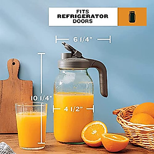 County Line Kitchen - Heavy Duty Glass Mason Jar Pitcher - Wide Mouth, 2 Quart (64 oz / 1.9 Liter), Sky Blue