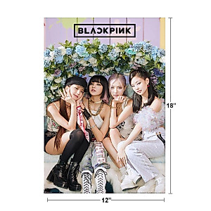 Blackpink Poster Merchandise Flowers Floral Group Photo Rose Lisa Jisoo Jennie Kpop Merch Album Kpop Room Decor For Walls Official Birthday Decorations Cool Wall Decor Art Print Poster 12x18