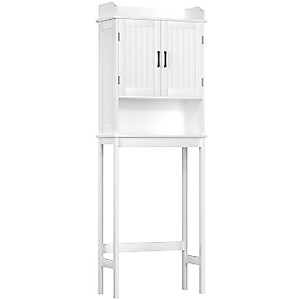 VEIKOU Over The Toilet Storage Cabinet, Bathroom Cabinet Over Toilet, Freestanding Over The Toilet Storage/Adjustable Shelf, Storage Rack, White