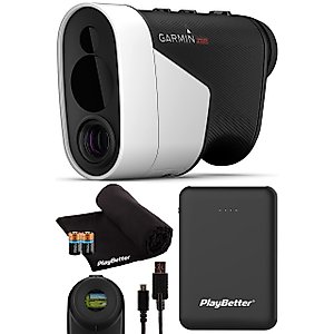 Garmin Approach Z82 Golf Range Finder with Slope - Golf Laser Rangefinder with Image Stabilization, GreenView, & 41K Courses - Bundle with PlayBetter Portable Charger & Microfiber Towel