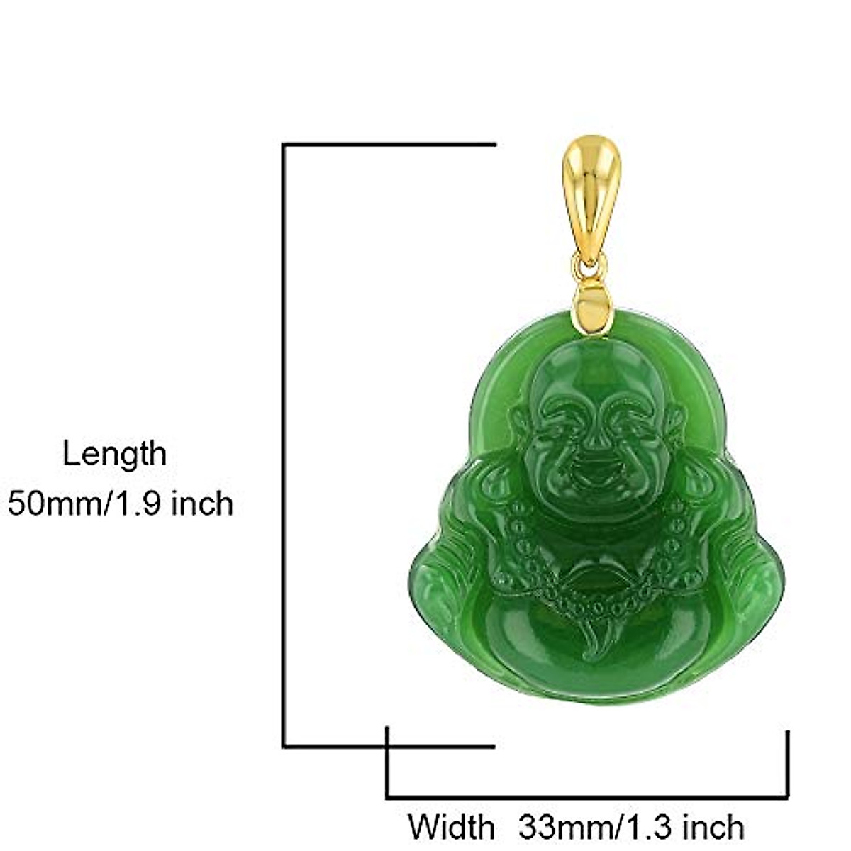 Shop-iGold Happy Laughing Buddha Green Jade Pendant, Genuine Certified Grade A Jadeite Jade Hand Crafted, Buddha Medallion, Buddha charm, Buddha Pendant, Good Luck Green Jade statue pendant