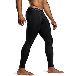 TSLA Men's Thermal Compression Pants, Athletic Sports Leggings & Running Tights, Wintergear Base Layer Bottoms, Heatlock Jet Black, Large