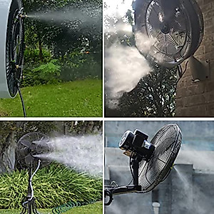 iRuiZhe Outdoor Fan Mist Cooling System Kit for Patio Fan Garden Greenhouse 19.6FT(5.9M) Misting Line & 5 Metal Mist Nozzles + Galvanized Solid Brass Adapter Suitable