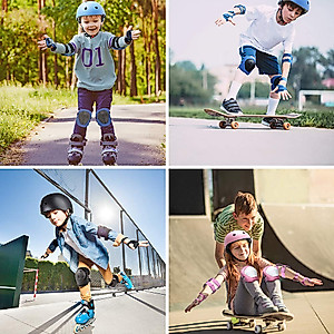 DaCool Kids Bike Helmet Skateboard Knee Pads - Toddler Helmet Adjustable for 3~10yrs Girls Boys Child Kids Protective Gear Set for Sport Cycling Bike Roller Skating Scooter, Pink