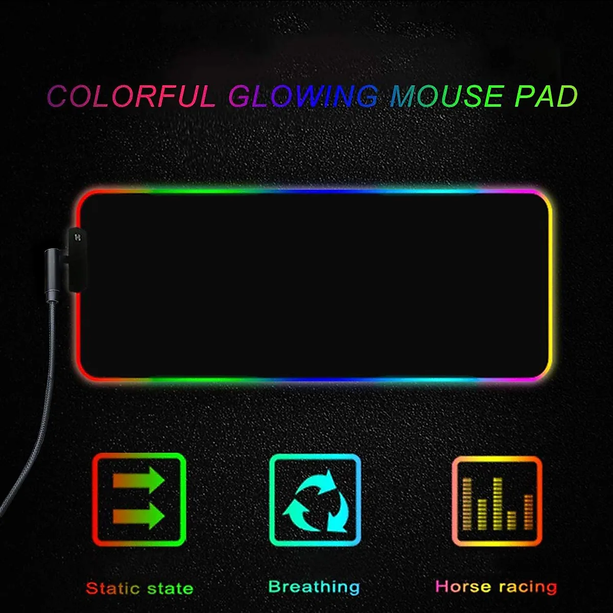 Personalized RGB LED Extended Gaming Mouse Pad Make Your Own Customized Large Gaming Mousepad Custom Keyboard Mouse Mat for Office Dorm Personalised Gifts Presents for Gaming Lovers, 35.4x15.7 in