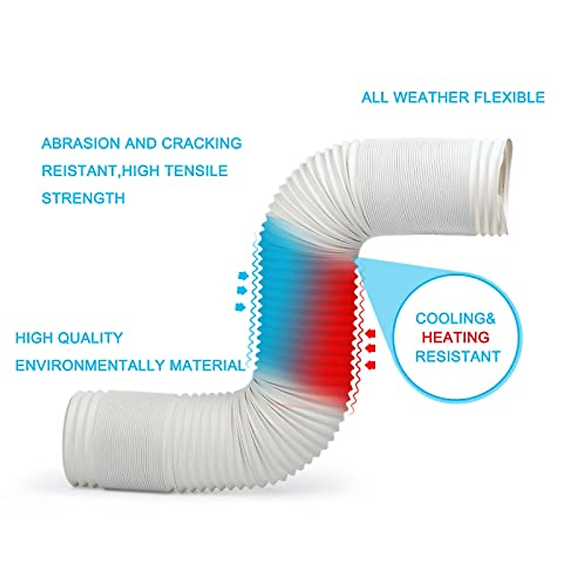 DuraComfort Air Conditioner Hose, Portable AC Exhaust Hose with 5 Inch Diameter 80" Length, Compatible with LG, Delonghi, Honeywell and More, Anti-Clockwise Thread
