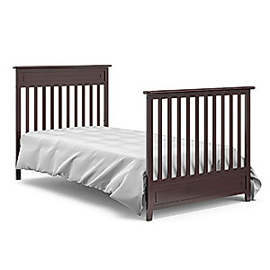 Storkcraft Petal 5-in-1 Convertible Mini Crib with Mattress, Espresso