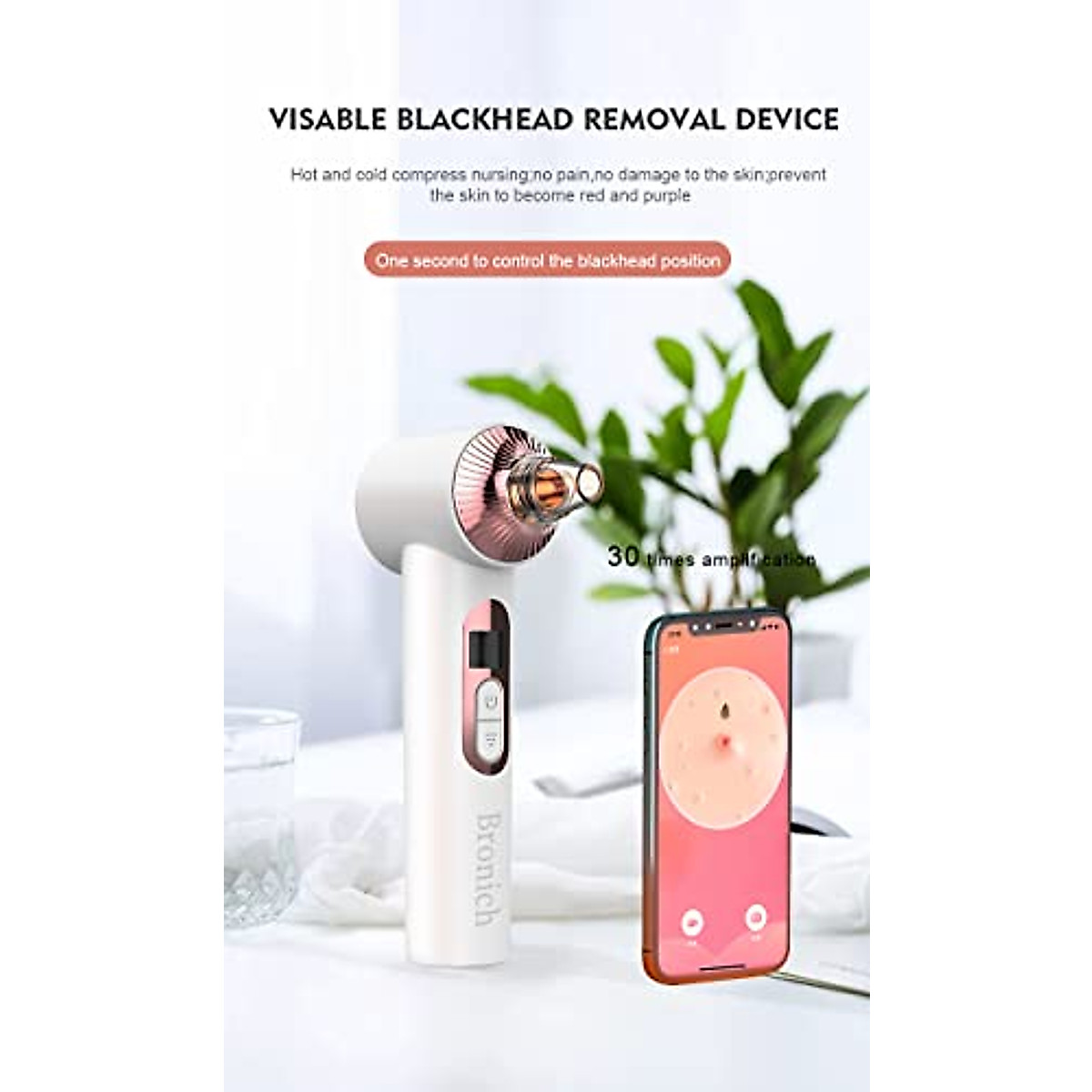 Bronich FDA Certified-Newest Blackhead Remover Pore Vacuum with 30X HD Camera,Deep Pore Cleaner and Blackhead Extractor with 5 Adjustable Suction Levels,USB Rechargeable for Women-Men Skin Care