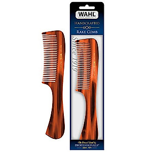 Wahl Beard, Mustache, & Hair Rake Comb for Men's Grooming - Handcrafted & Hand Cut with Cellulose Acetate - Smooth, Rounded Tapered Teeth - Model 3325