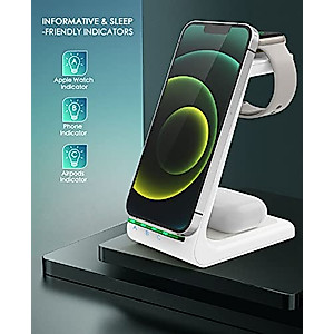 Wireless Charging Station,3 in 1 Fast Charging Station,Wireless Charger Stand for iPhone 14/13/12/11 Pro Max/X/Xs Max/8/8 Plus, AirPods 3/2/pro, iWatch Series 8/7/6/5/SE/4/3/2, and Samsung Phones