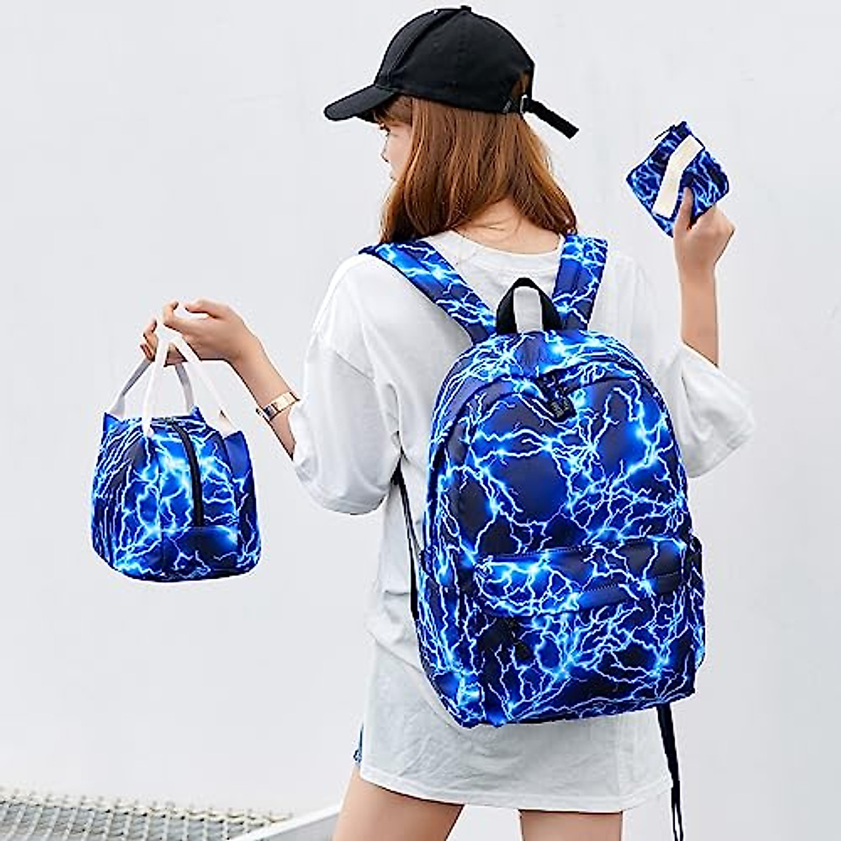 Createy School Backpack for Girls Backpack with Lunch Box Pencil Case Lightweight Kids Backpack Primary Elementary Students Bookbags School Bags Set for Teens